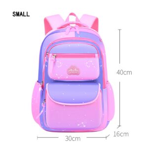 Reorzon Kids Primary School Backpack for Girls Toddler Kindergarten Preschool Starry Sky Gradient School Bookbag