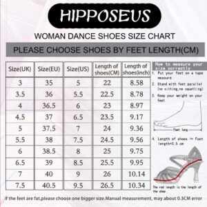 HIPPOSEUS Women's Sequins Latin Dance Shoes Silver Closed Toe Ballroom Salsa Dance Shoes for Wedding Party, 8.5 B(M) US