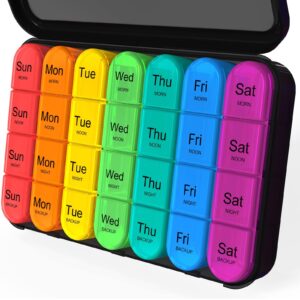 daviky pill organizer 4 times a day, daily pill box organizer, large weekly medicine pill organizer, pill cases organizers 7 day, pill boxes 7 day to hold vitamins, medication