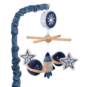 lambs & ivy sky rocket planets/stars musical baby crib mobile soother toy- blue