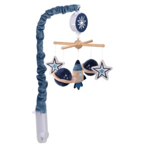 Lambs & Ivy Sky Rocket Planets/Stars Musical Baby Crib Mobile Soother Toy- Blue