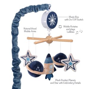 Lambs & Ivy Sky Rocket Planets/Stars Musical Baby Crib Mobile Soother Toy- Blue