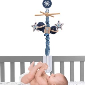 Lambs & Ivy Sky Rocket Planets/Stars Musical Baby Crib Mobile Soother Toy- Blue