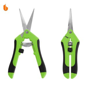 Urbanstrive Durable Gardening Scissors Gardening Hand Pruner Pruning Shear with Titanium Coated Curved Precision Blades, 1 Pack (Green)