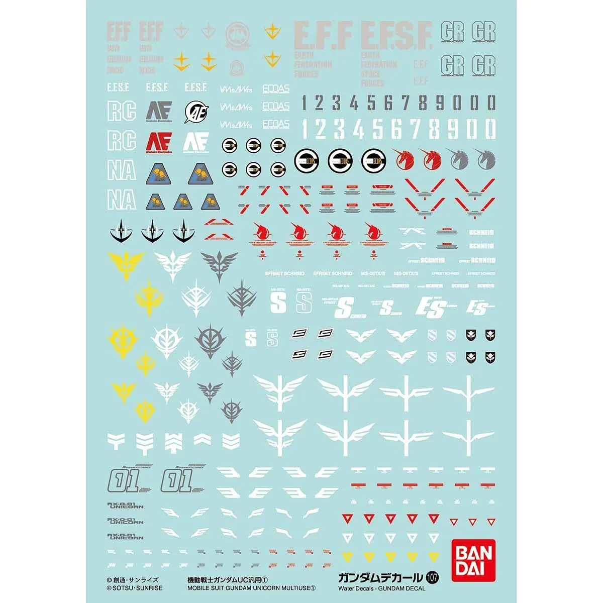 Bandai Hobby - Gundam Decal - 107 Mobile Suit Gundam Unicorn Multiuse (BAND579706)