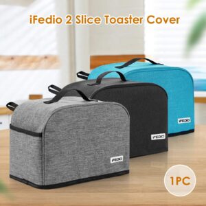 iFedio 2 Slice Toaster Cover Black with Pockets, Appliance Cover Toaster Dust And Fingerprint Protection/Machine Washable/Toaster Machine Cover Can Hold Jam Spreader Knife & Toaster Tongs (Black)