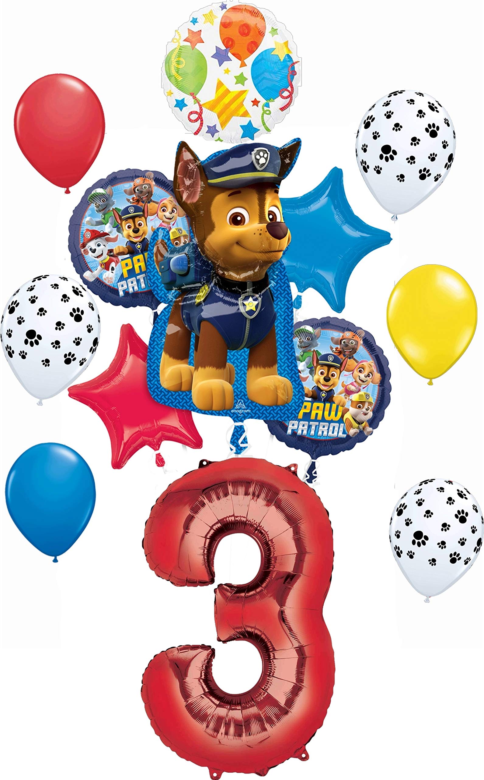 Paw Pups on Patrol Party Supplies 3rd Birthday Balloon Bouquet Decorations