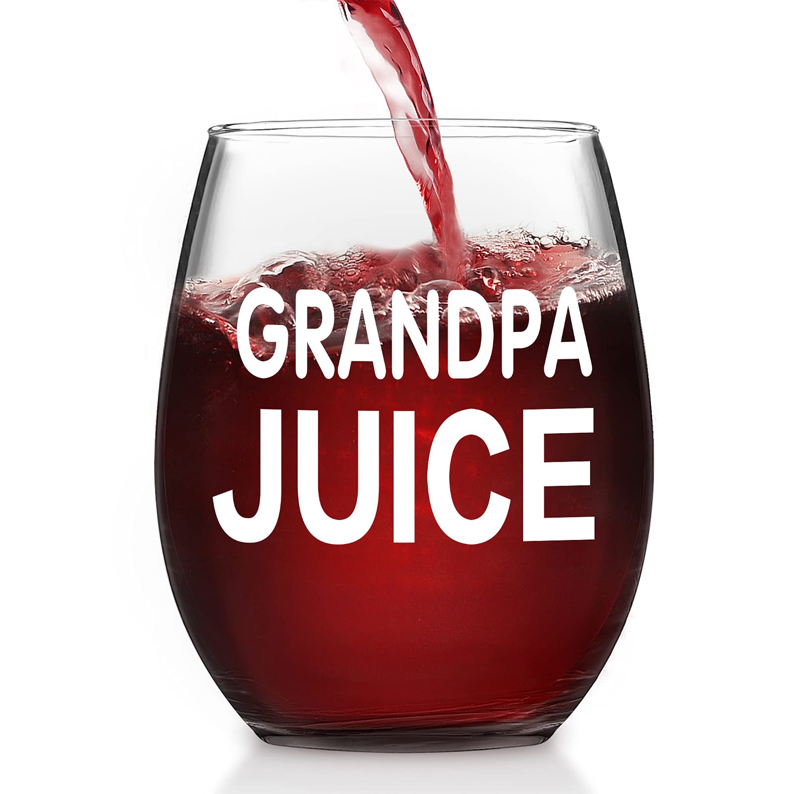 Grandpa Gifts Wine Glass, Grandpa Juice Stemless Wine Glass, Father’s Day Gift from daughter for Grandpa New Grandpa Dad, Unique Birthday Gift Idea for Men Husband Him,15 Oz