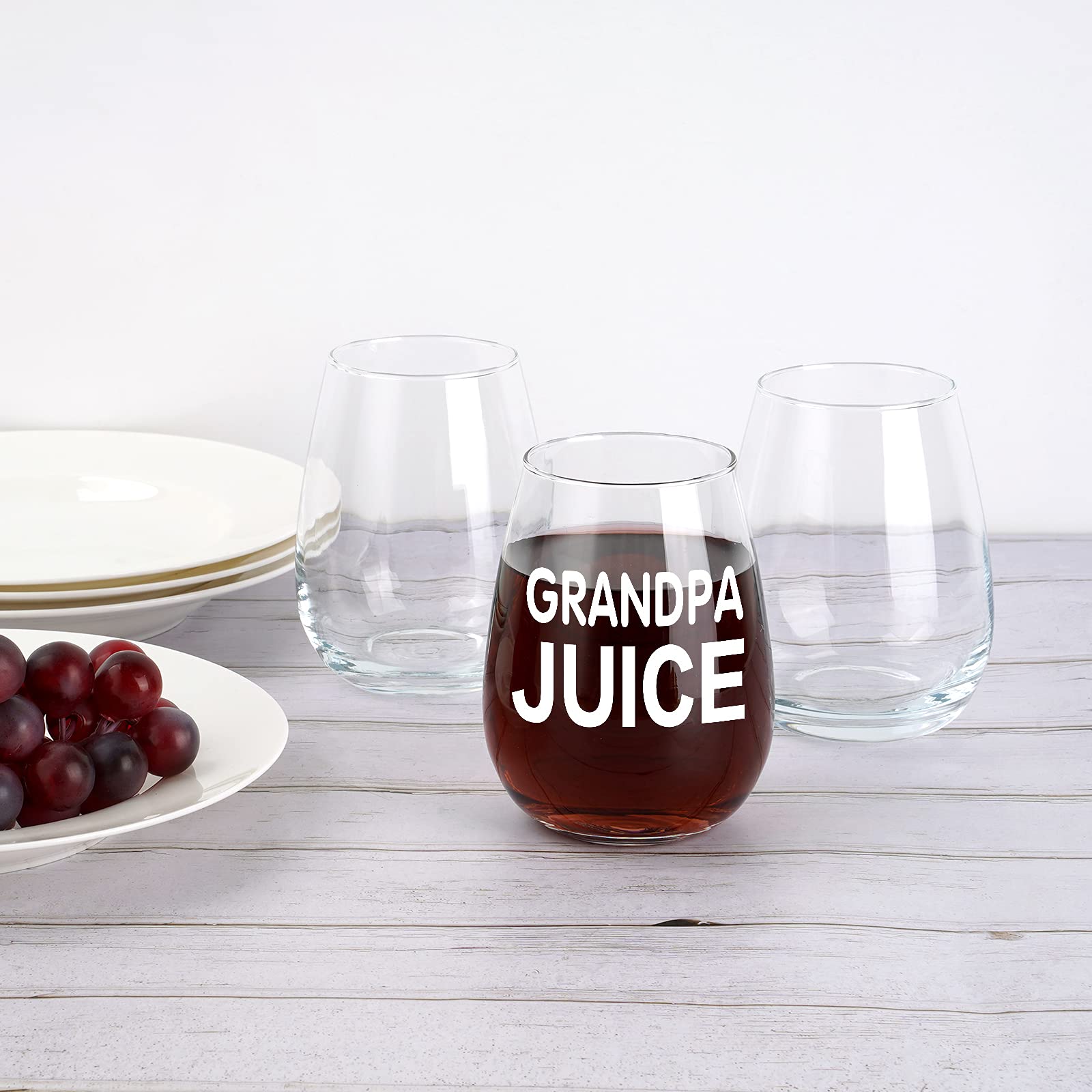 Grandpa Gifts Wine Glass, Grandpa Juice Stemless Wine Glass, Father’s Day Gift from daughter for Grandpa New Grandpa Dad, Unique Birthday Gift Idea for Men Husband Him,15 Oz