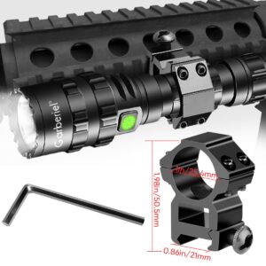 X.Store 2 Pack LED Flashlight with Picatinny Rail Mount, Airsoft Flashlights USB Picatinny Rail Flashlights 5000 High Lumen Rifle Light, 5 Modes Rifle Flashlight - Remote Switch Included