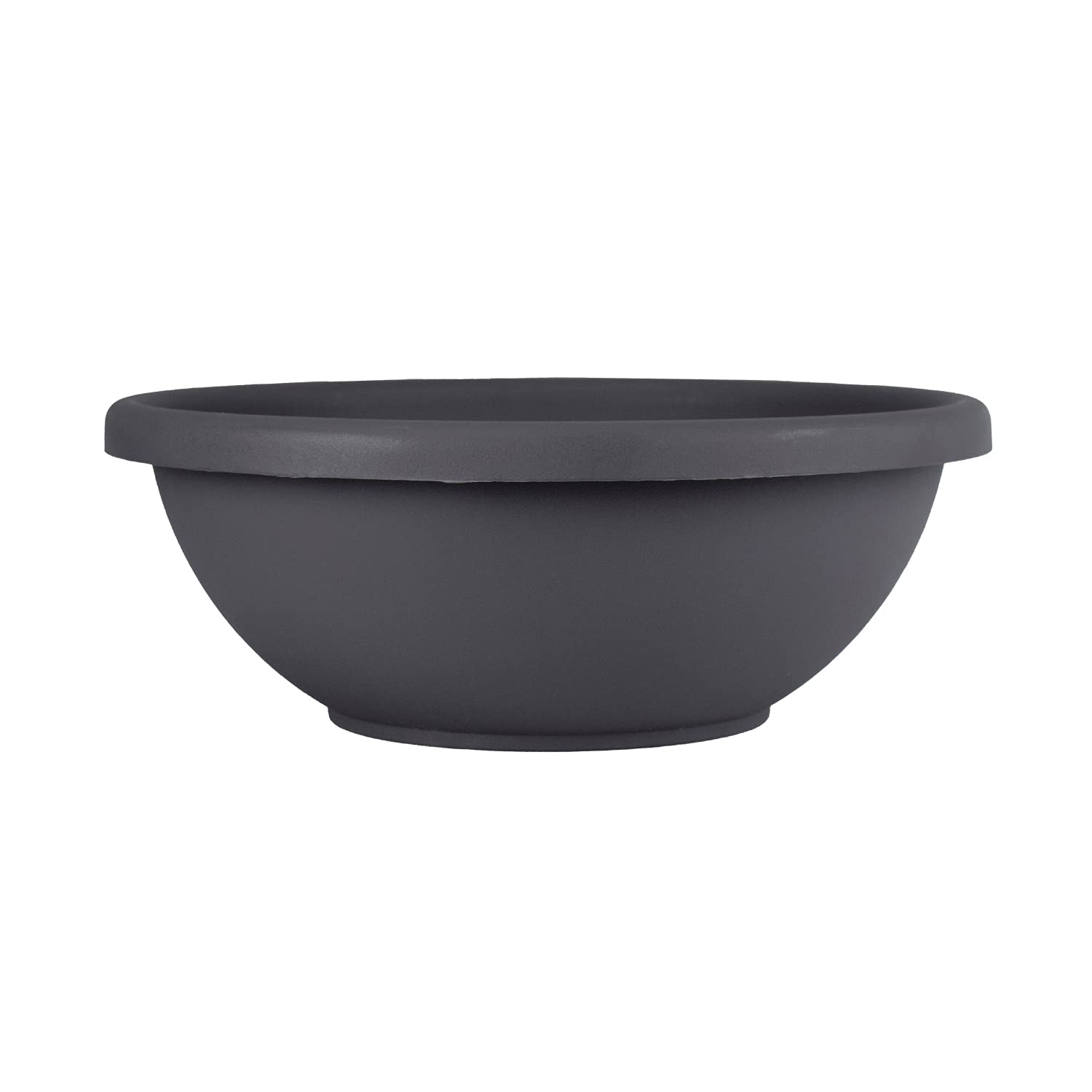 The HC Companies 20 Inch Large Garden Bowl Planter - Shallow Plant Pot with Drainage Plug for Indoor Outdoor Flowers, Herbs, Warm Gray