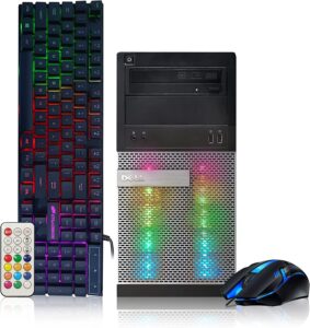 dell gaming pc desktop computer tower, intel i5 16gb ram 512gb ssd + 1tb hdd, windows 10, nvidia gt 730 2gb, new rainbow keyboard and mouse (renewed)