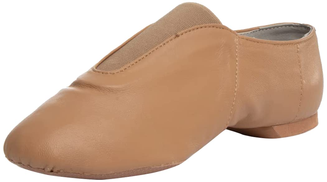 Dance Basix Slip On Jazz Shoe Leather and Elastic Dance Jazz Shoe for Adult Women and Men Tan, 10.5