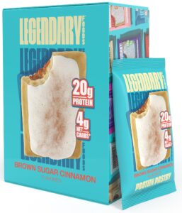 legendary foods 20 gr protein pastry | low carb tasty protein bar alternative | keto friendly | no sugar added | high protein breakfast snacks | gluten free keto food - brown sugar cinnamon (8-pack)