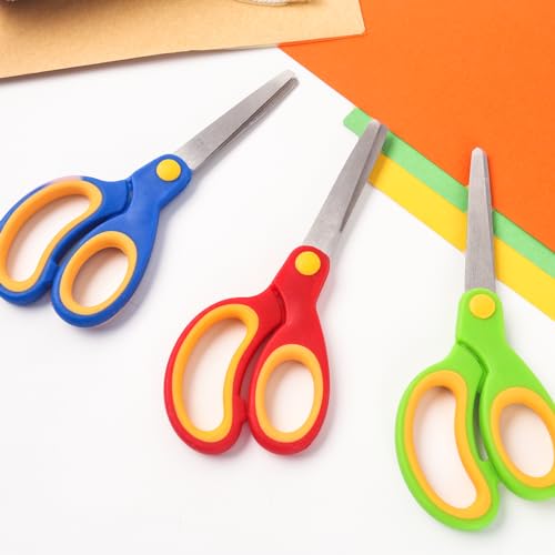 LOVESTOWN 4 PCS Kids Scissors for School, 5.7inches Student Scissors Children's steel blades scissors school safety scissors for Children Cutting Paper