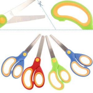 LOVESTOWN 4 PCS Kids Scissors for School, 5.7inches Student Scissors Children's steel blades scissors school safety scissors for Children Cutting Paper