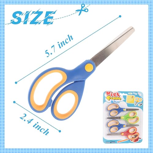 LOVESTOWN 4 PCS Kids Scissors for School, 5.7inches Student Scissors Children's steel blades scissors school safety scissors for Children Cutting Paper