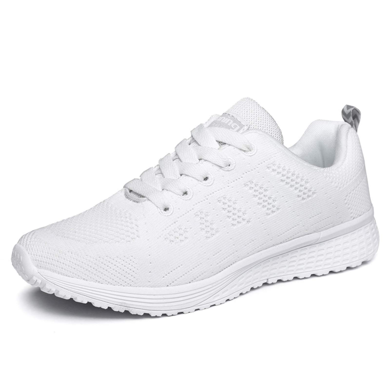 AIRAVATA Walking Shoes Women Arch Support Womens Sneakers Gym Fitness Comfortable Womens Running Shoes White Size 5