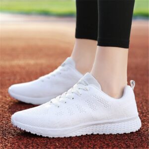 AIRAVATA Walking Shoes Women Arch Support Womens Sneakers Gym Fitness Comfortable Womens Running Shoes White Size 5