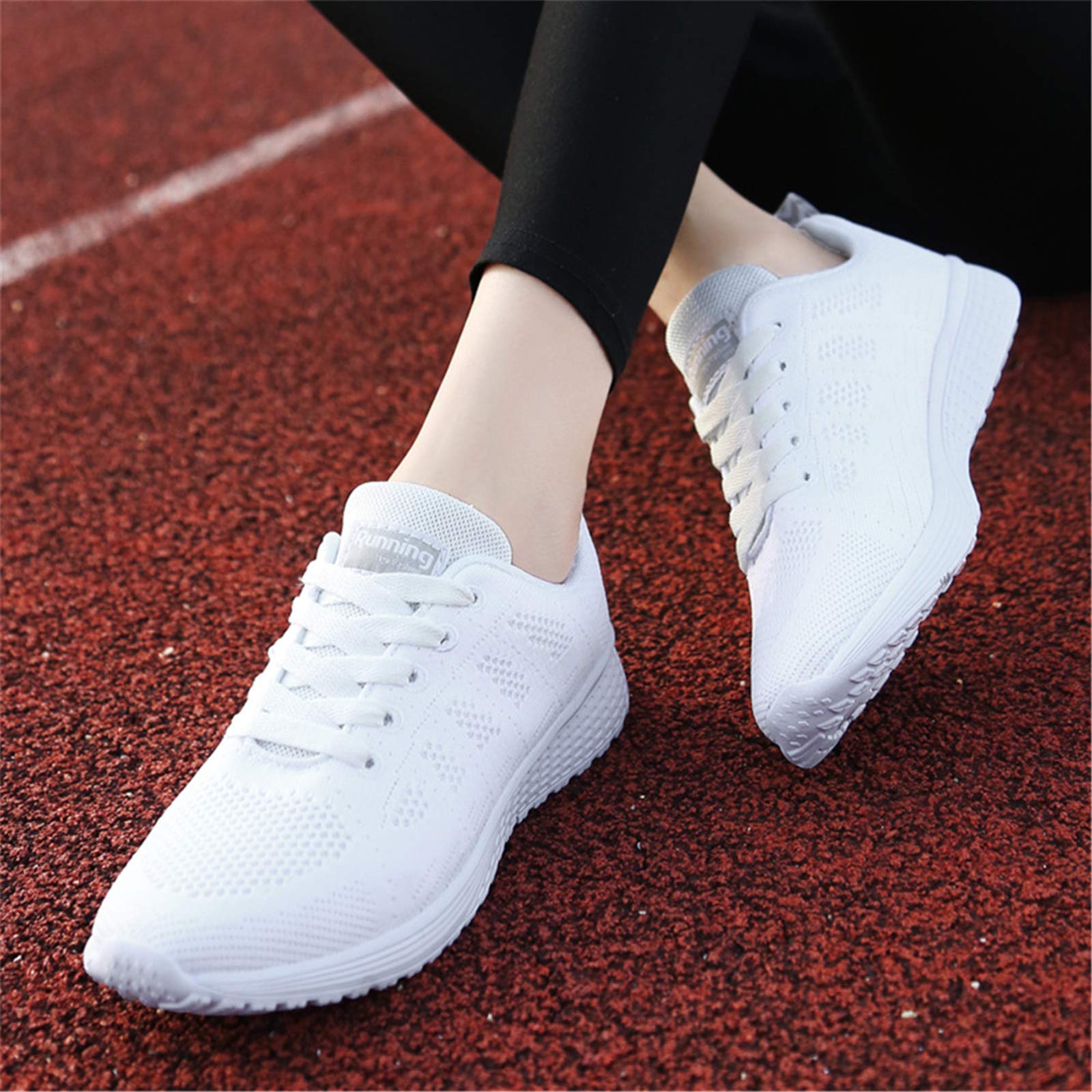 AIRAVATA Walking Shoes Women Arch Support Womens Sneakers Gym Fitness Comfortable Womens Running Shoes White Size 5