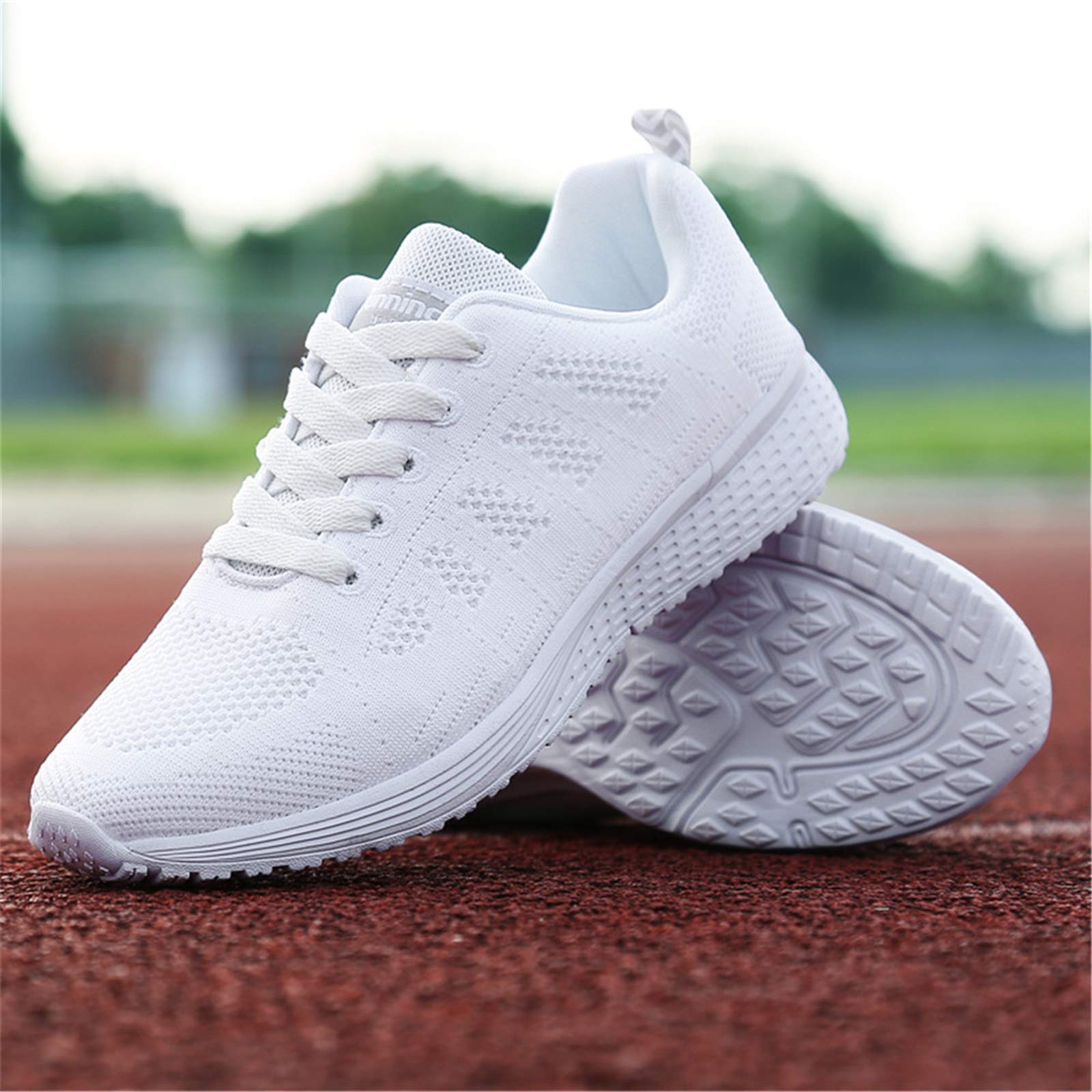 AIRAVATA Walking Shoes Women Arch Support Womens Sneakers Gym Fitness Comfortable Womens Running Shoes White Size 5