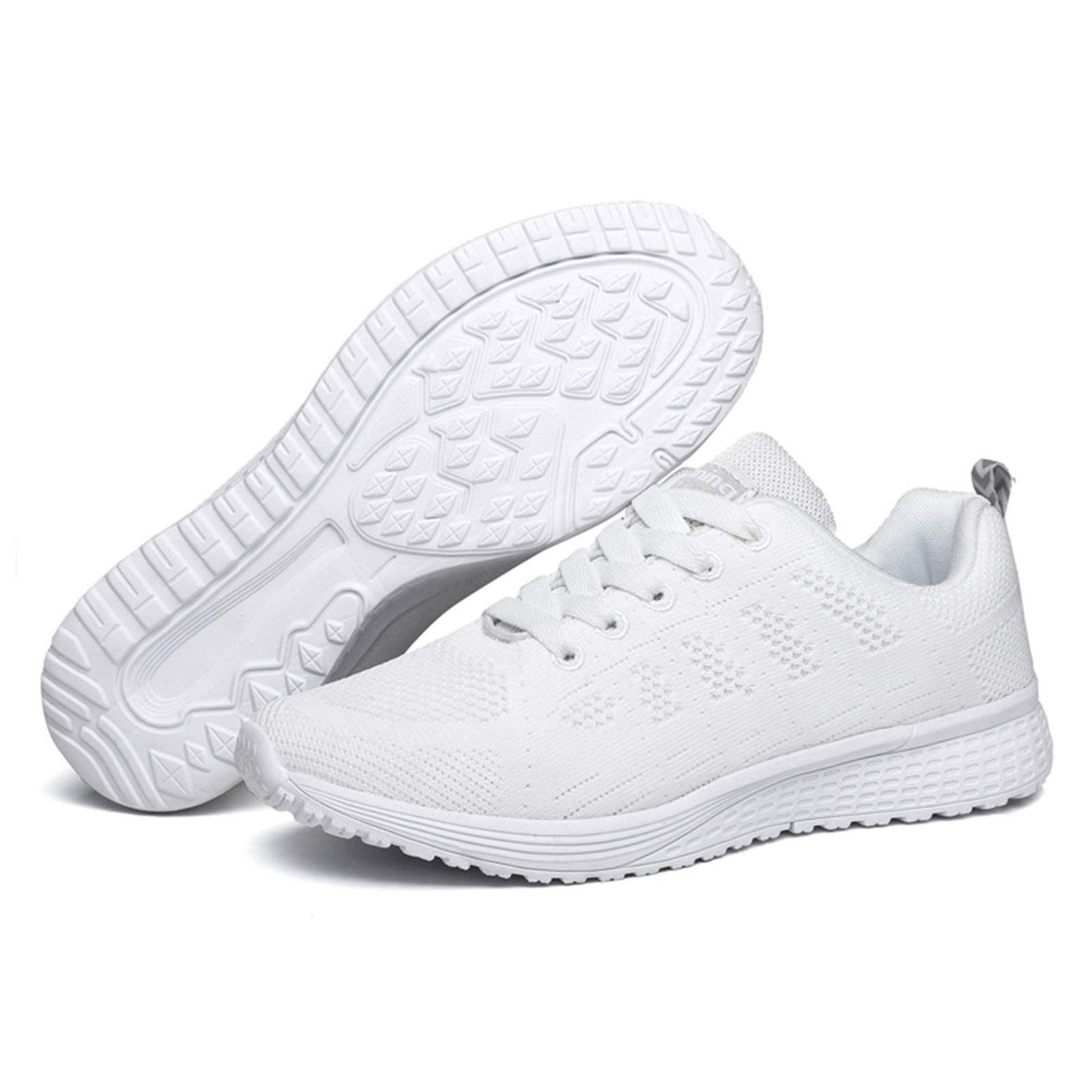 AIRAVATA Walking Shoes Women Arch Support Womens Sneakers Gym Fitness Comfortable Womens Running Shoes White Size 5