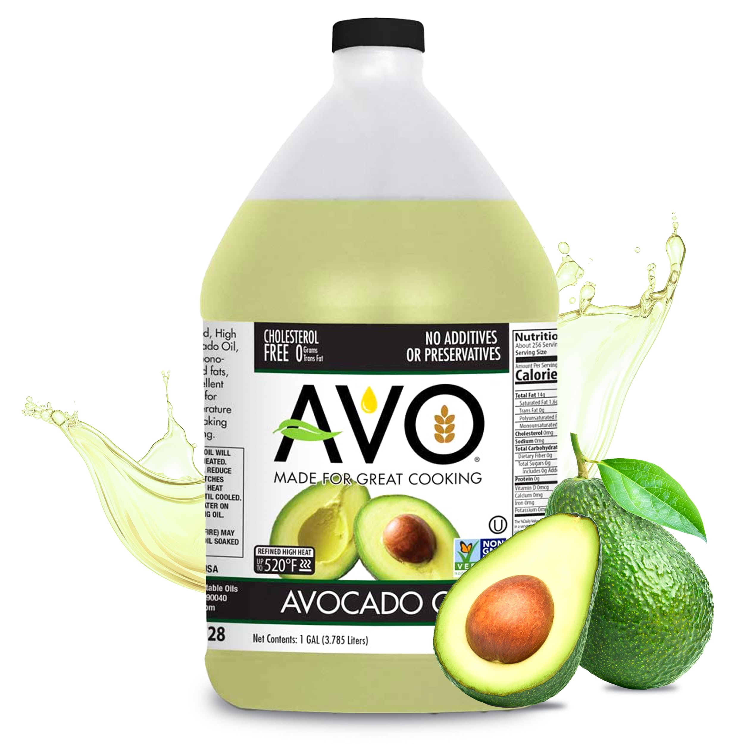 AVO NON GMO 100% Avocado Oil, 1 Gallon 128 Fl-oz, NO Preservatives Added