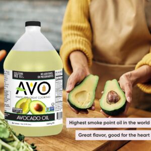 AVO NON GMO 100% Avocado Oil, 1 Gallon 128 Fl-oz, NO Preservatives Added