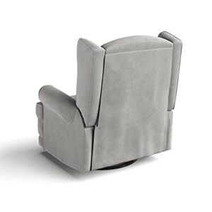 Storkcraft Serenity Upholstered Swivel Glider with USB Charging Port (Steel) – Fully Upholstered Wingback Nursery Glider Recliner with Manual Recline Function, 2 USB Charging Ports, 360 Swivel Base