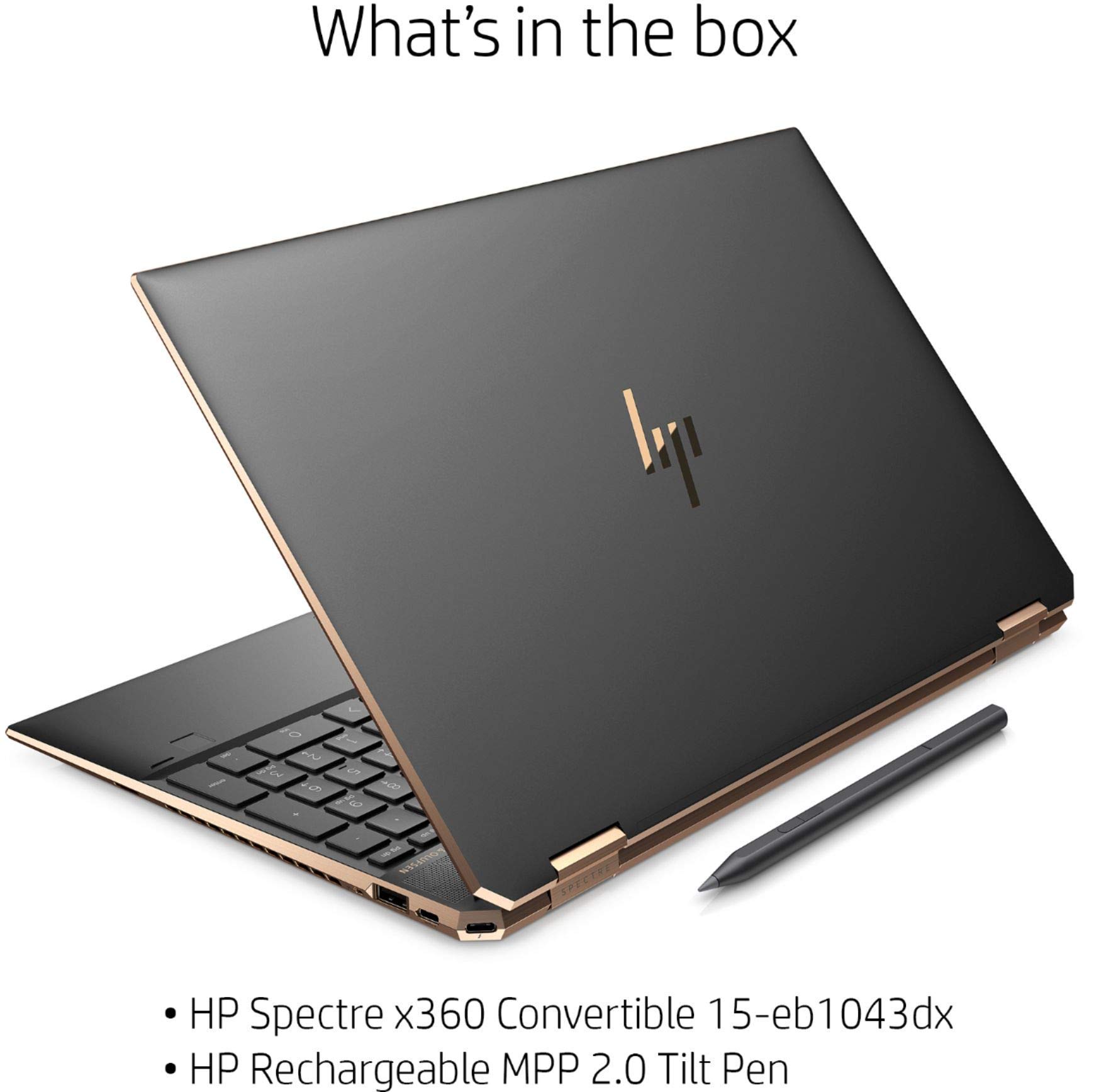 HP Spectre X360 15.6-inch 4K UHD Touchscreen 512GB SSD + 32GB Optane 11th Gen i7 (16GB RAM, Quad-Core i7-1165G7 up to 4.7GHz, Windows 10 Home, 3840 x 2160) Nightfall Black, 15-eb1043dx (Renewed)