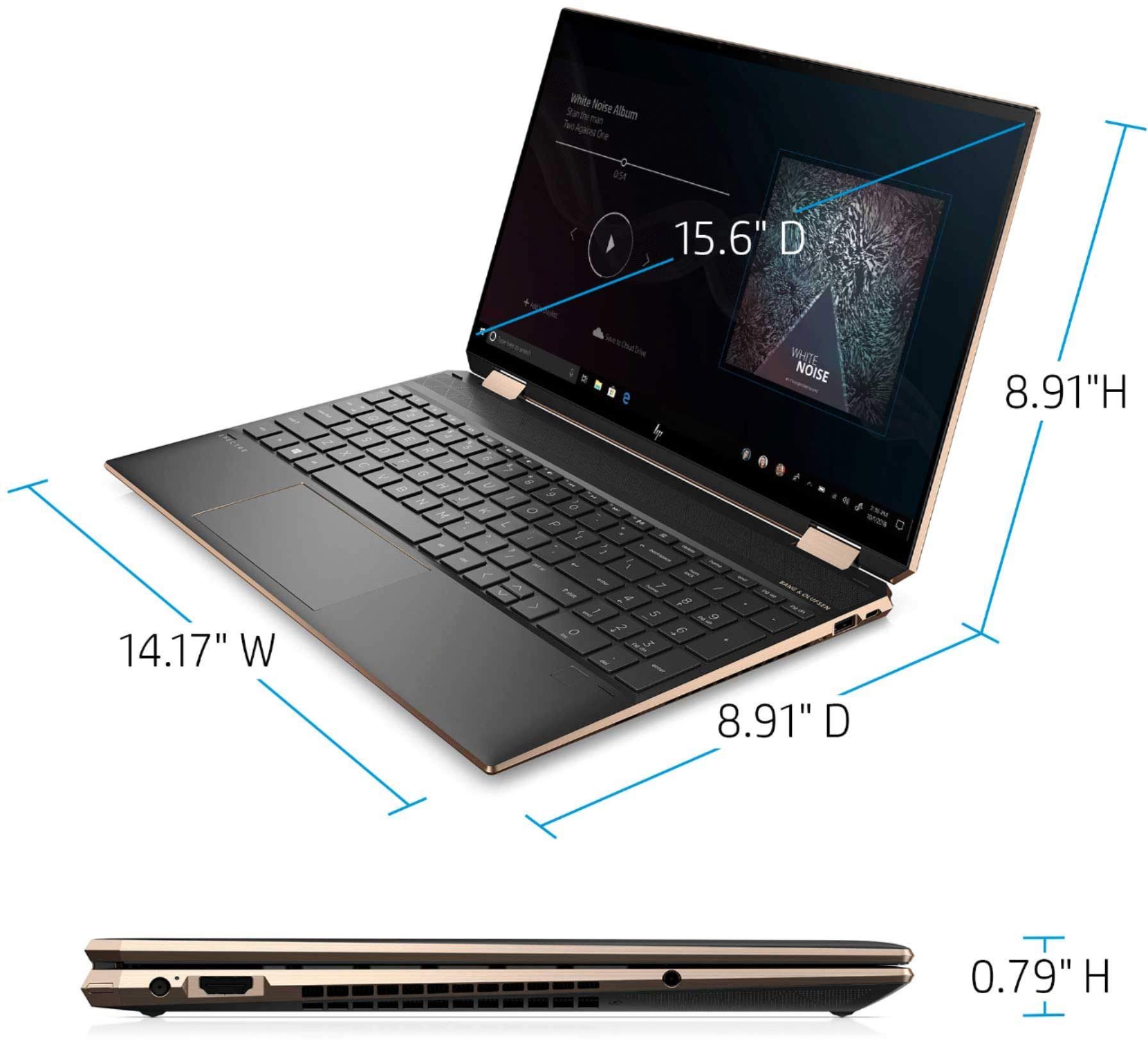 HP Spectre X360 15.6-inch 4K UHD Touchscreen 512GB SSD + 32GB Optane 11th Gen i7 (16GB RAM, Quad-Core i7-1165G7 up to 4.7GHz, Windows 10 Home, 3840 x 2160) Nightfall Black, 15-eb1043dx (Renewed)