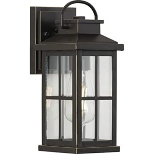 progress lighting williamston collection 1-light clear glass antique bronze farmhouse outdoor small wall lantern light, 12.00x5.00x6.00