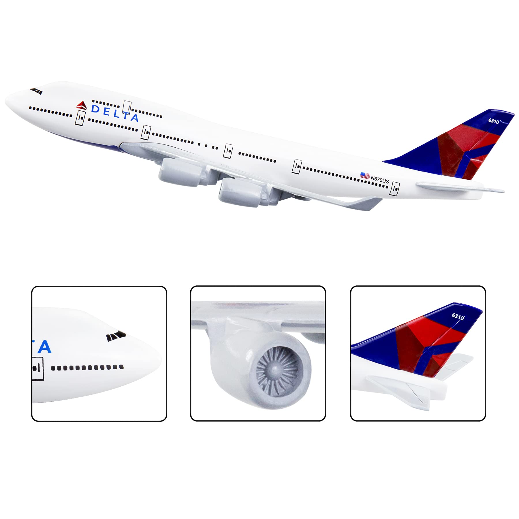 Busyflies Model Airplane 1:400 Diecast Airplanes Model Aircraft Metal Delta 747 Plane Alloy Model for Birthday Gift