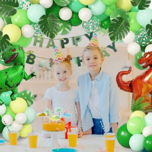 Dinosaur Birthday Party Decorations Supplies, Dinosaur Balloons Arch Garland Kit 40" Foil Dino Balloons Happy Birthday Banners Cake Topper for Jungle Dinosaur Birthday Baby Shower Party for Boys Kids