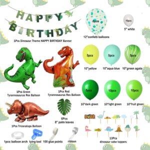 Dinosaur Birthday Party Decorations Supplies, Dinosaur Balloons Arch Garland Kit 40" Foil Dino Balloons Happy Birthday Banners Cake Topper for Jungle Dinosaur Birthday Baby Shower Party for Boys Kids