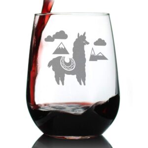 alpaca stemless wine glass - cute funny themed decor and gifts for alpaca lovers - large 17 oz