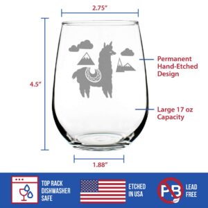 Alpaca Stemless Wine Glass - Cute Funny Themed Decor and Gifts for Alpaca Lovers - Large 17 Oz