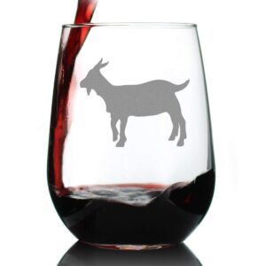 goat stemless wine glass - cute funny farm animal themed decor and gifts for goat lovers - large 17 oz