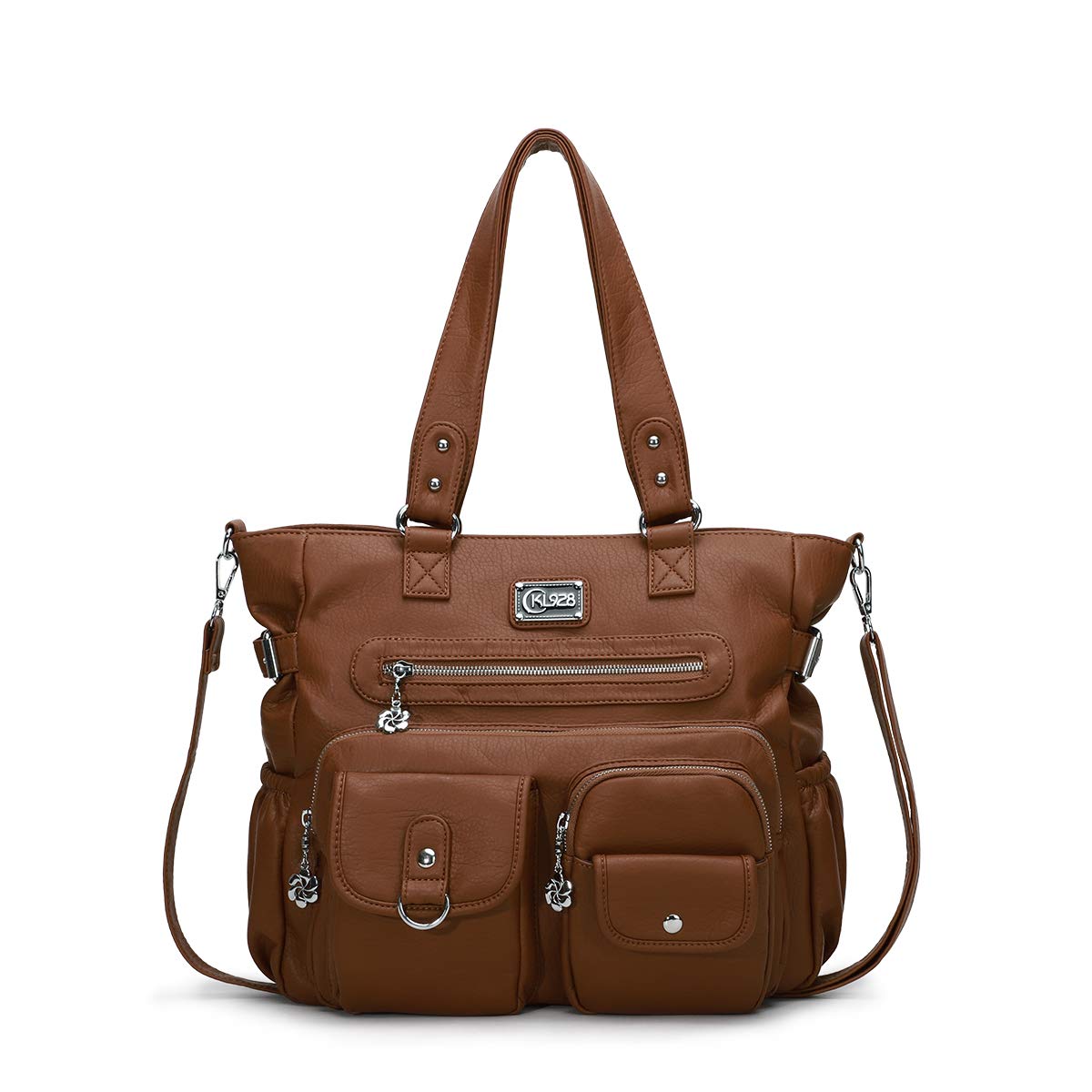 KL928 Large Purses for Women Shoulder Bag Tote Handbags Stylish Vegan Leather Hobo Bags Ladies (A-Brown-2)