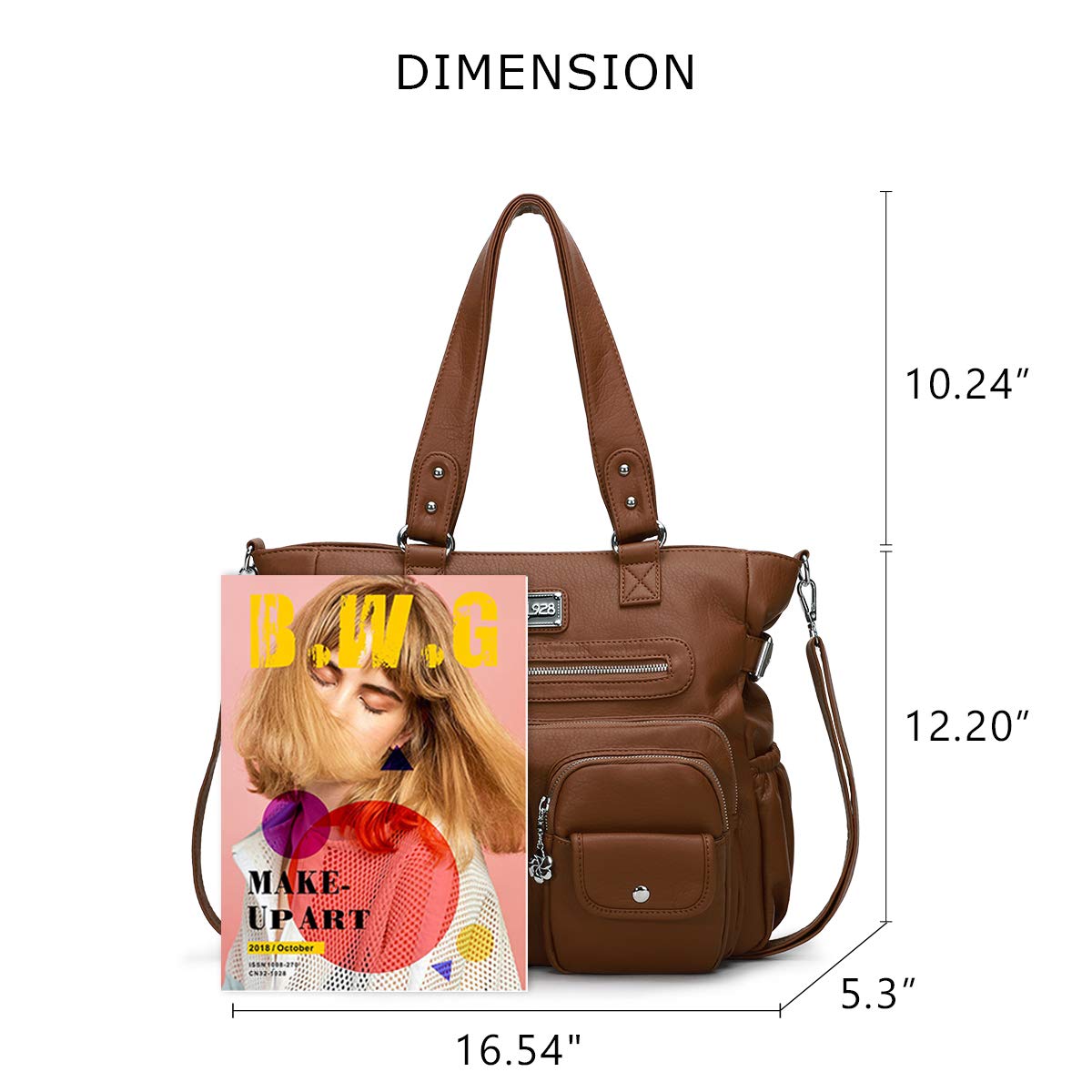 KL928 Large Purses for Women Shoulder Bag Tote Handbags Stylish Vegan Leather Hobo Bags Ladies (A-Brown-2)