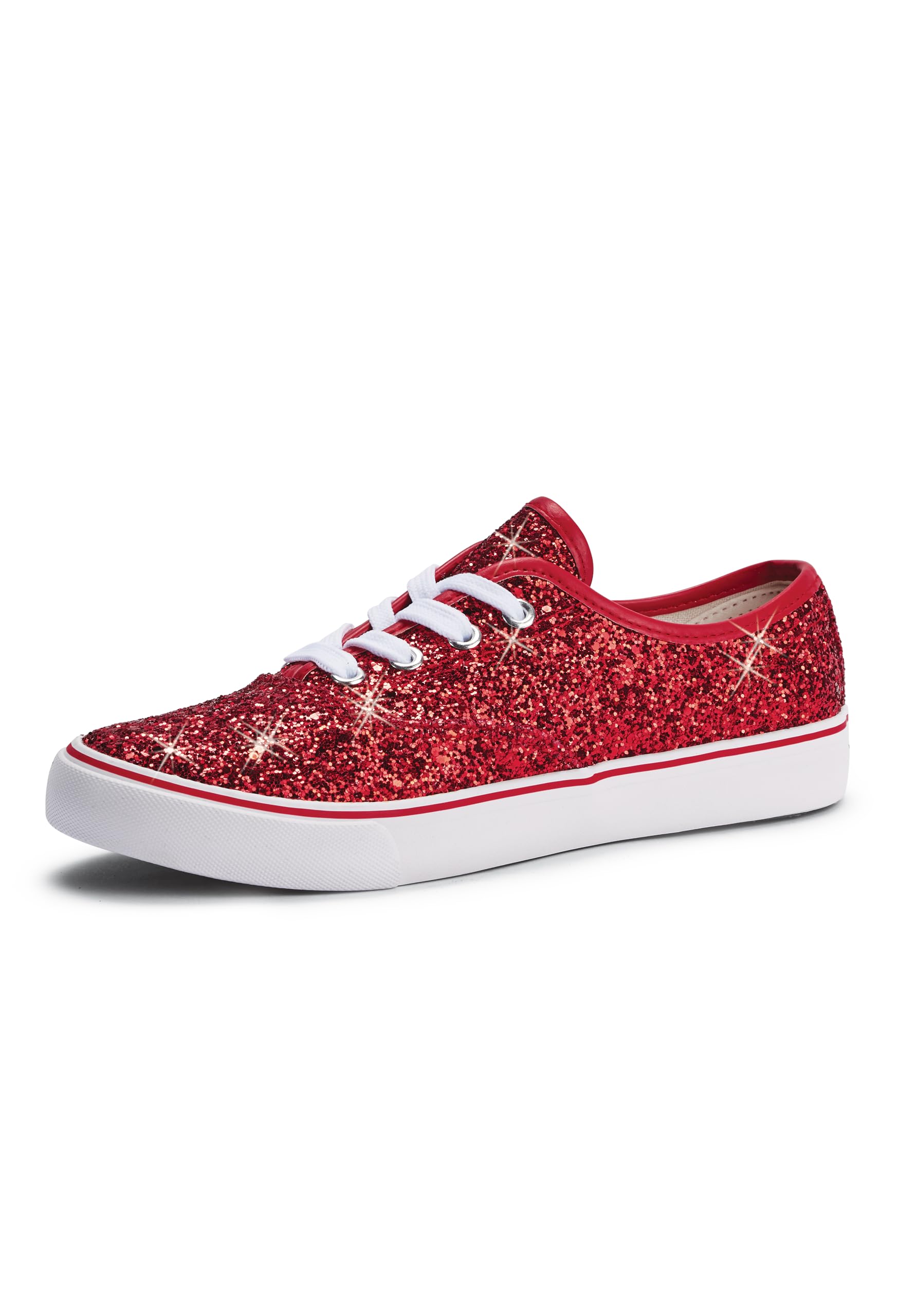 Balera Shoes Girls for Dance Womens Sneakers with Glitter Lace Up Shoes Red