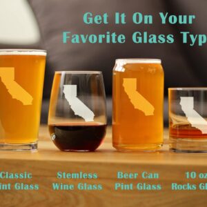 California State Outline - Stemless Wine Glass - State Themed Drinking Decor and Gifts for Californians - Large 17 Ounce