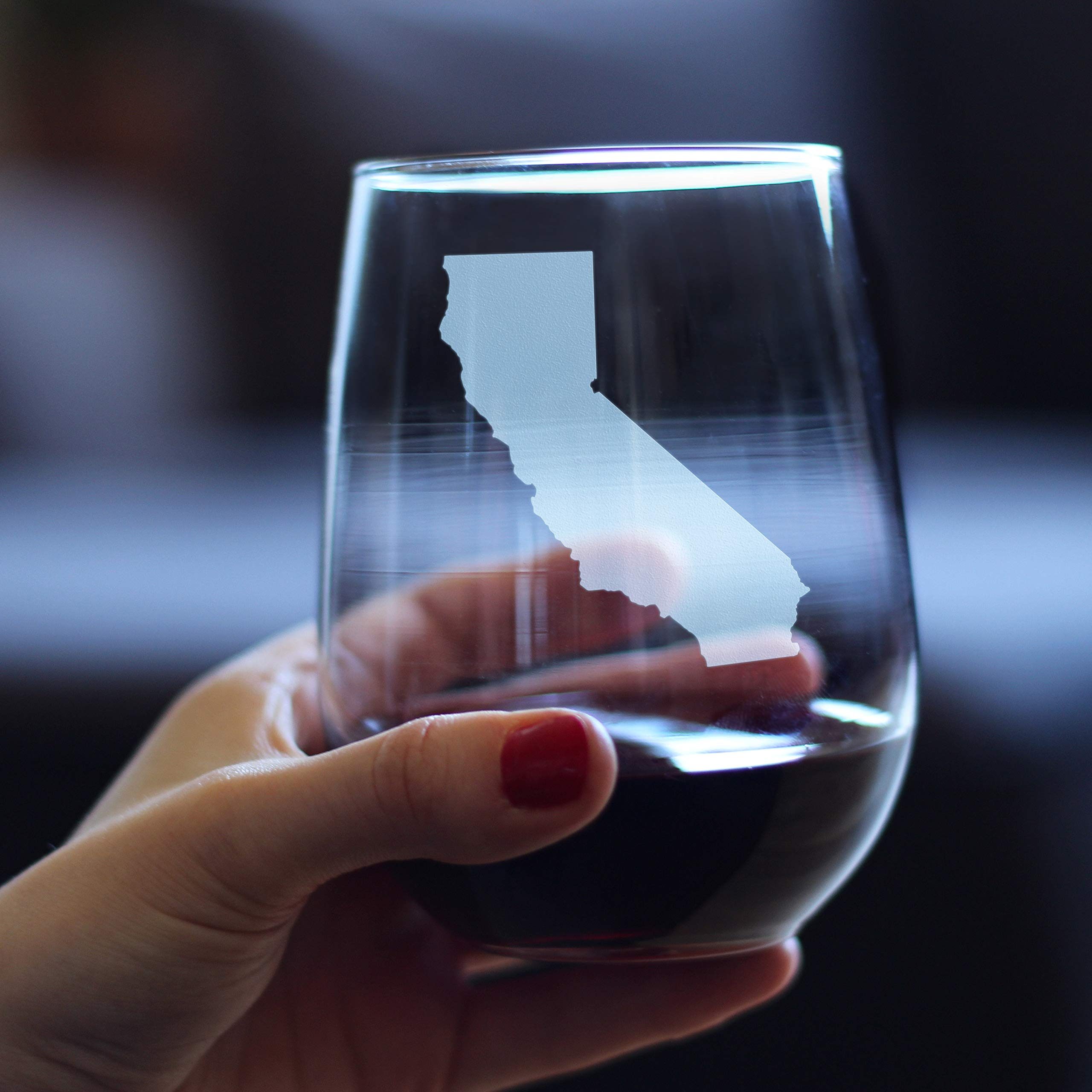 California State Outline - Stemless Wine Glass - State Themed Drinking Decor and Gifts for Californians - Large 17 Ounce