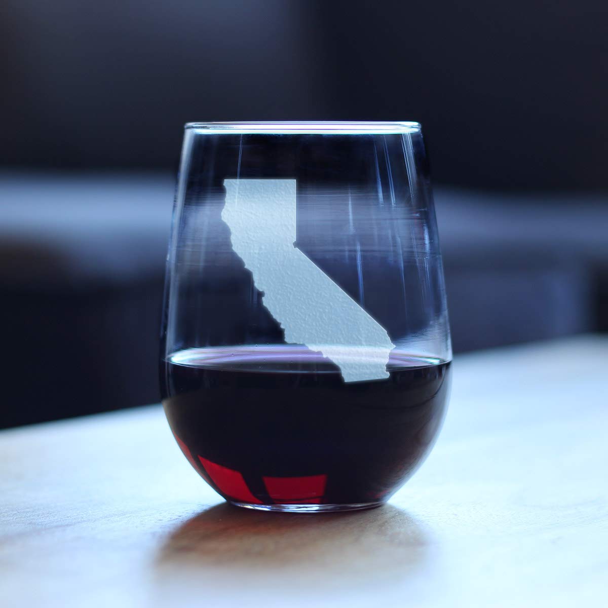 California State Outline - Stemless Wine Glass - State Themed Drinking Decor and Gifts for Californians - Large 17 Ounce