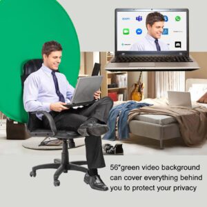 Green Screen Chair, 56in/142cm Portable Green Screen Chair, Portable Webcam Background, 4.65ft Green Background Screen Portable, Chroma Key Green for Video Chats, Zoom, Green Screen Video Backdrop.