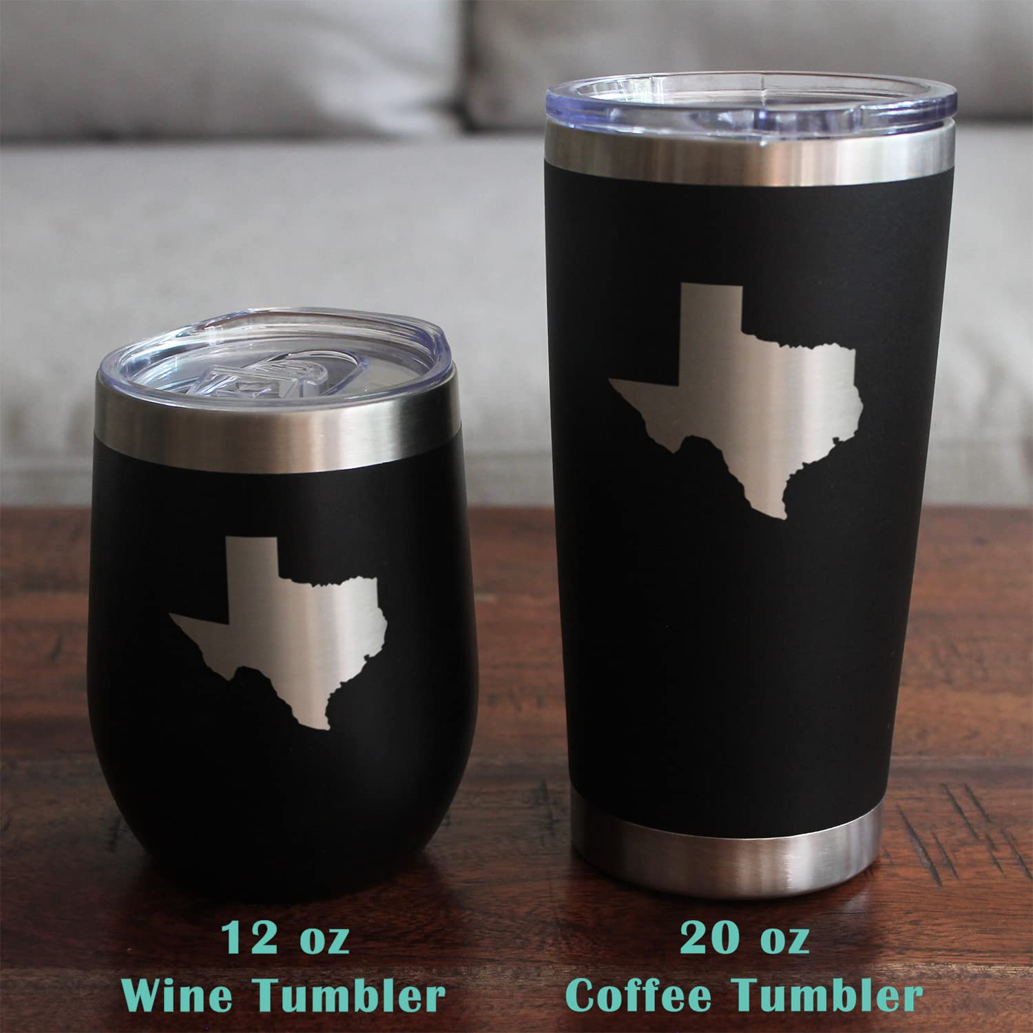 Texas State Outline - Stemless Wine Glass - State Themed Drinking Decor and Gifts for Texans - Large 17 Ounce