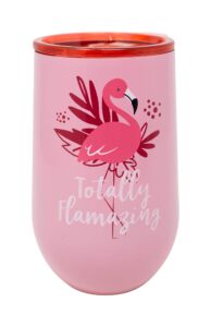 boston warehouse flamingo flamingle insulated stemless wine goblet, 16 ounce, pink