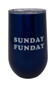 boston warehouse stainless steel 16 ounce insulated stemless wine cup, sunday funday