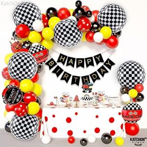 KatchOn, Black and White Checkered Balloons - 22 Inch, Pack of 6 | 4D Checker Balloons, Checkered Flag Balloons, Race Car Balloons | Checkered Flag Party Supplies, Race Car Birthday Party Supplies