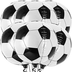 katchon, huge 22 inch mylar soccer balloons - pack of 6 soccer ball balloons | 4d soccer balloon for soccer party decorations | soccer foil balloons, soccer birthday decorations | soccer party favors